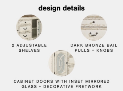 Realyn Dining Server with Inset Mirrored Glass and Fretwork | Ashley