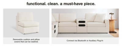 Modmax 7-Piece Modular Performance Fabric Sectional with Audio Console ...