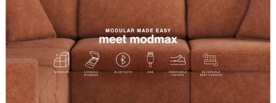 Modmax 6-Piece Modular Performance Fabric Sectional with Audio Console ...