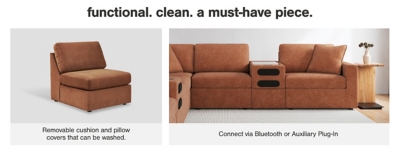 Modmax 6-Piece Modular Performance Fabric Sectional with Audio Console ...