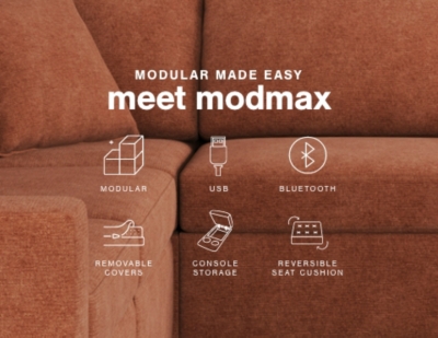 Modmax 8-Piece Modular Performance Fabric Sectional with Audio Consoles ...
