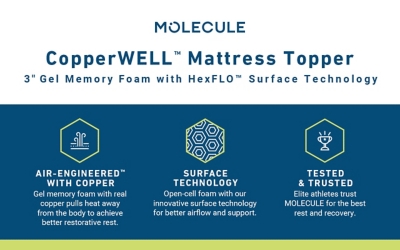 MOLECULE CopperWELL Gel Memory Foam 3 Inch King Mattress Topper with ...