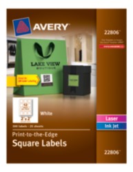 Labels Avery® Easy Peel® White Square Labels 22806, 2" x 2", Pack of ...