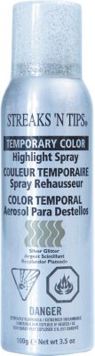 Streaks N Tips Temporary Color Highlight Spray Silver Glitter | Hairable