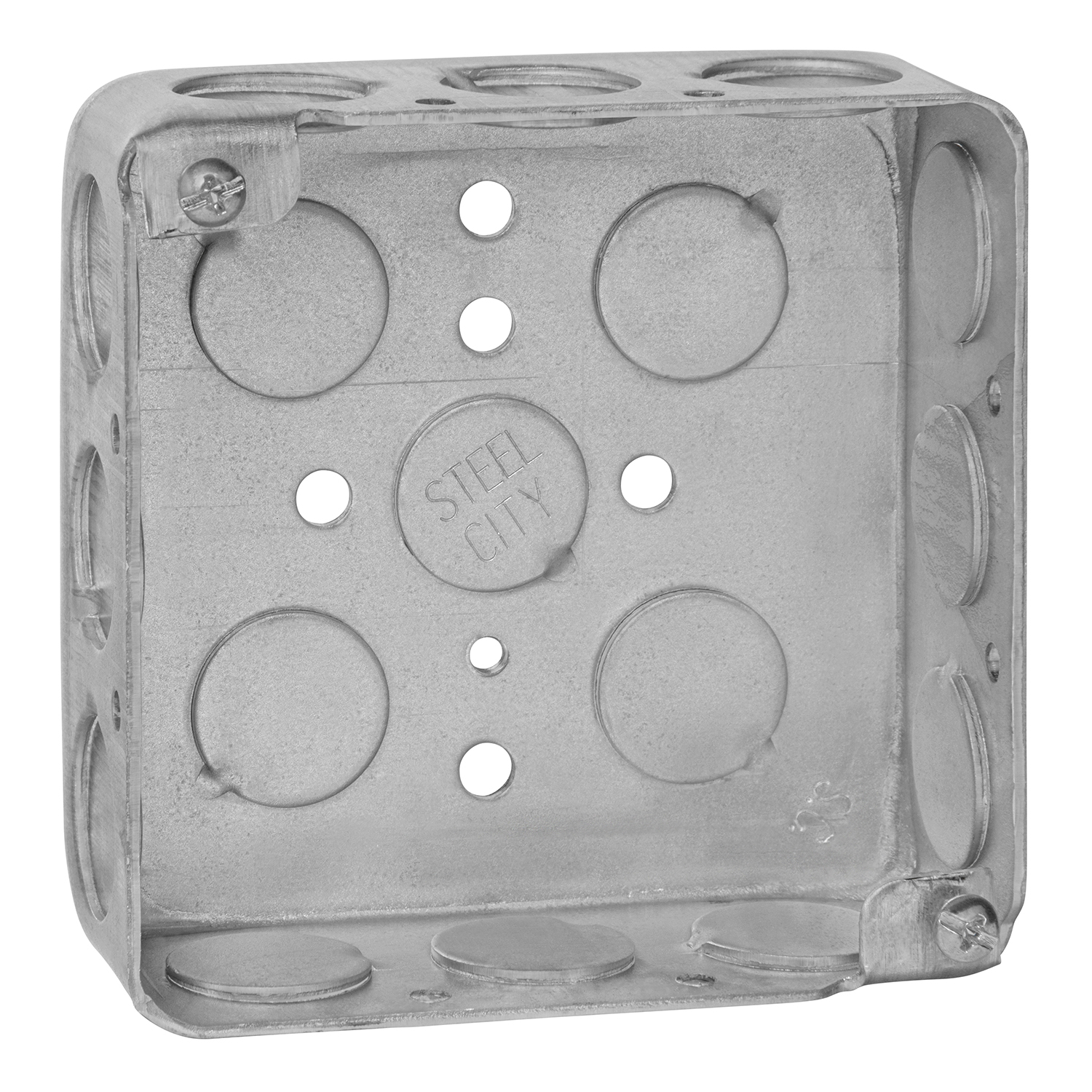 Steel City 52151-1/2 4" Steel Square Box, 1-1/2" Deep, 21 cu.in. w/ 1/2 ...