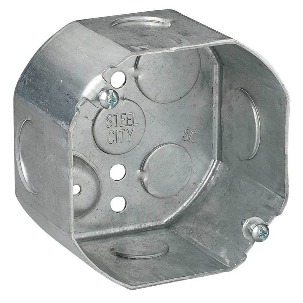 Steel City 54171-1/2-3/4 4 Inch 22.5cu.in Steel Octagon Box with 1/2 ...