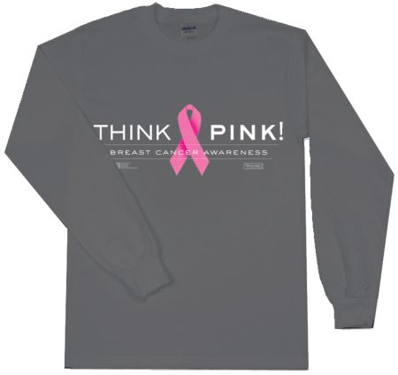 Think Pink! Long Sleeve T-Shirt in Gray - Viking Range, LLC