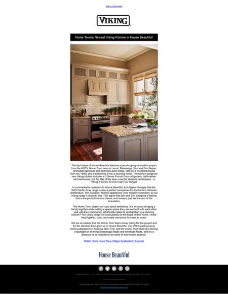 Home Town's Newest Viking Kitchen in House Beautiful - Viking Range, LLC